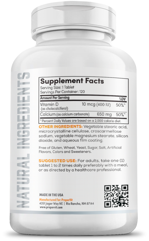 Essential Calcium 650mg with Vitamin D3 - Proper Vit